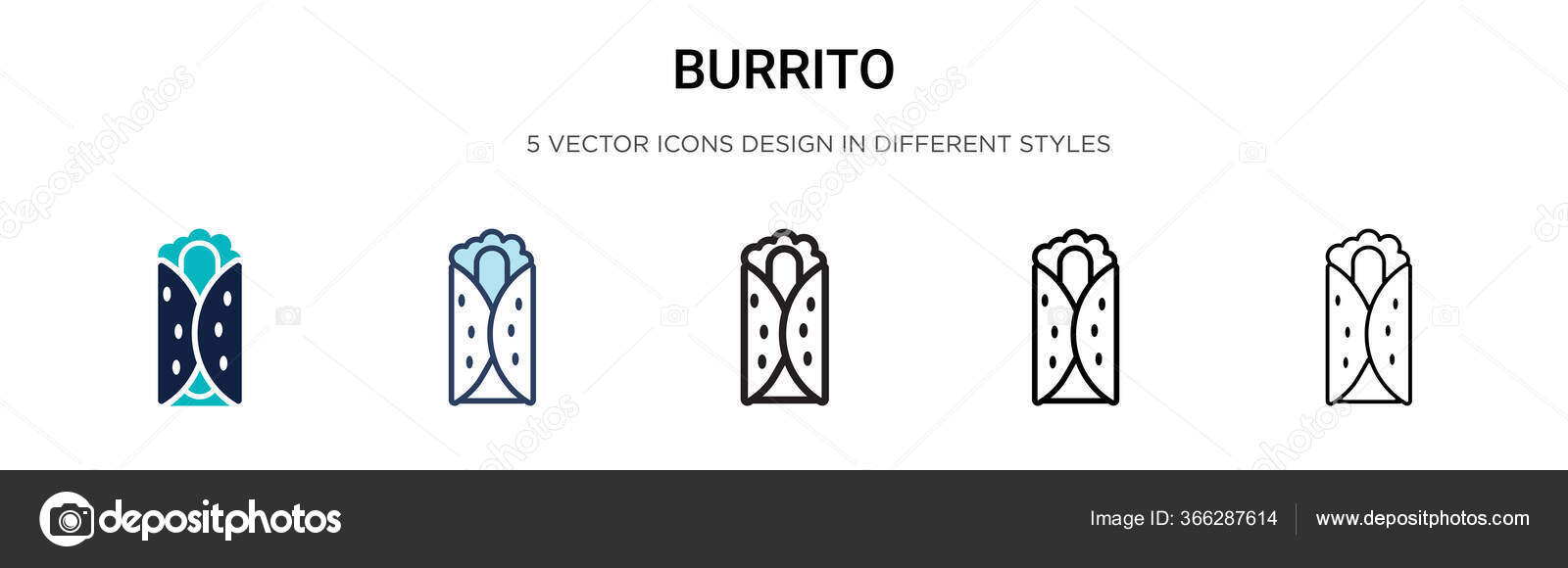Burrito Icon Filled Thin Line Outline Stroke Style Vector Illustration Stock Vector by ©Digital ...