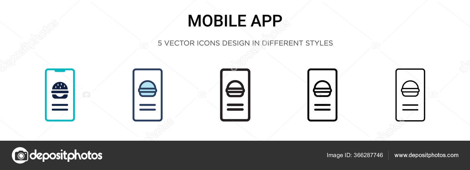Mobile App Icon Filled Thin Line Outline Stroke Style Vector Stock ...