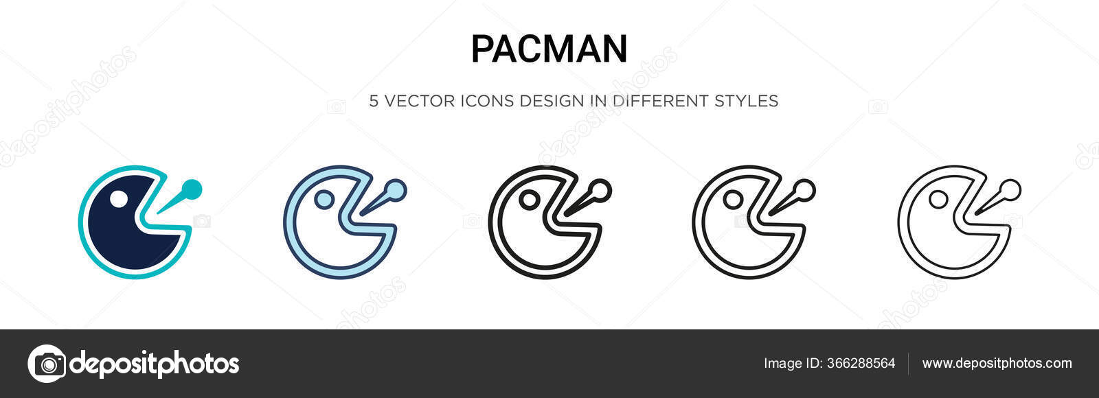 Pacman Icon Filled Thin Line Outline Stroke Style Vector Illustration ...
