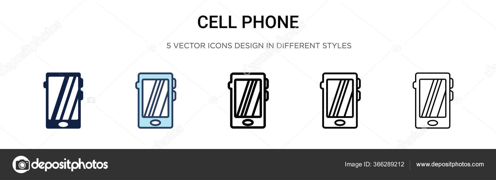 Cell Phone Icon Filled Thin Line Outline Stroke Style Vector Stock ...