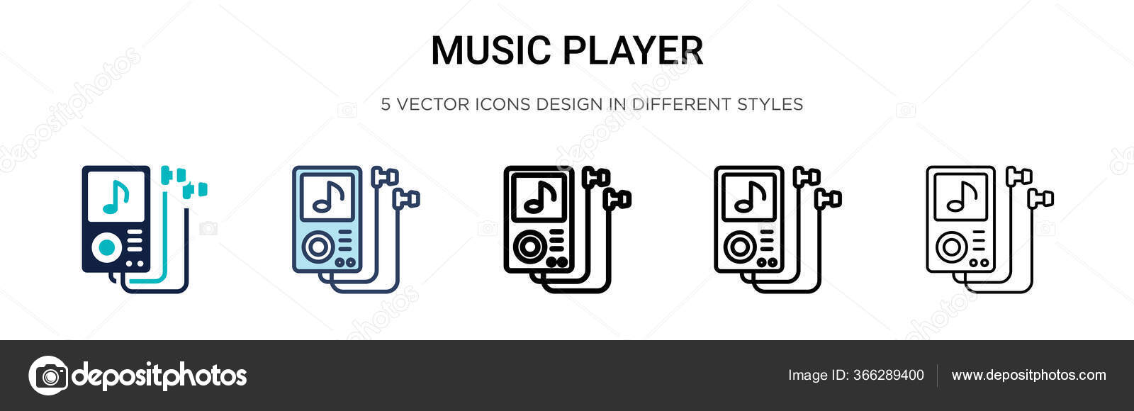 Music Player Icon Filled Thin Line Outline Stroke Style Vector Stock ...