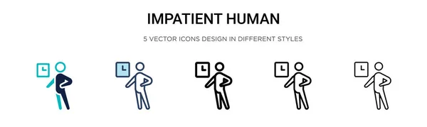 Icono humano impaciente en línea llena, delgada, contorno y estilo de ...