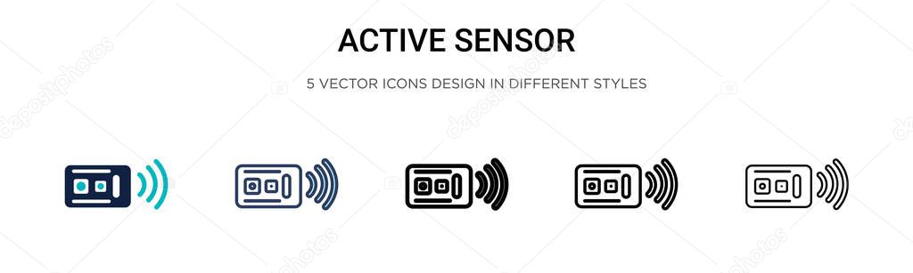 Icono del sensor activo en línea llena, delgada, contorno y estilo de ...