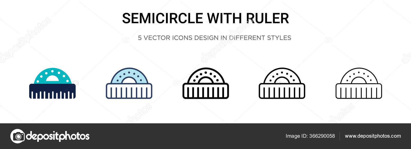 Semicircle Ruler Icon Filled Thin Line Outline Stroke Style Vector ...