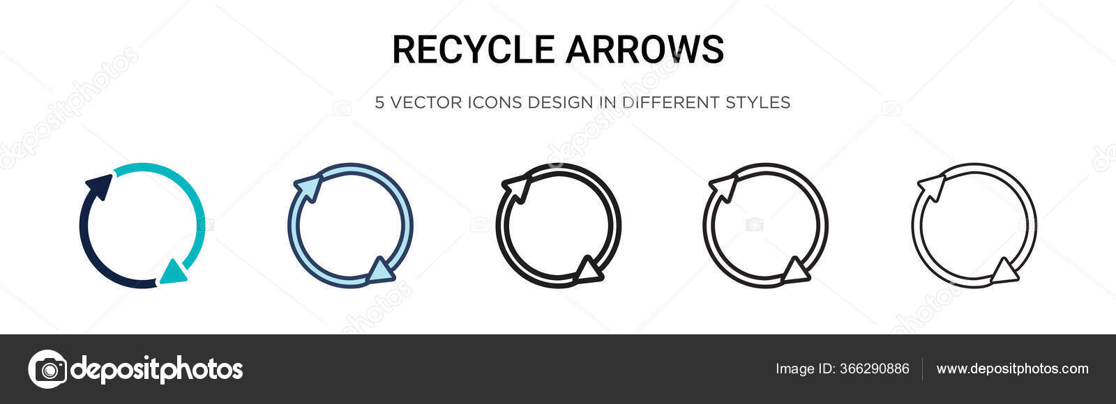 Recycle Arrows Icon Filled Thin Line Outline Stroke Style Vector Stock ...