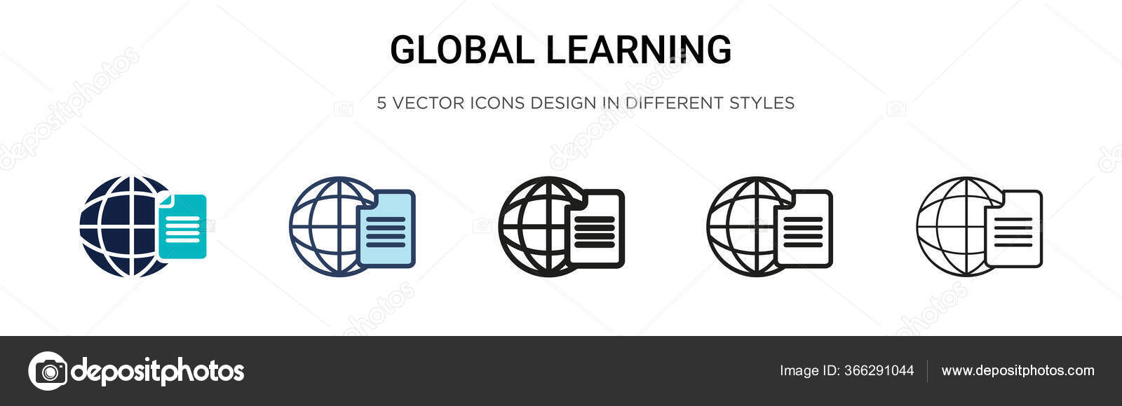 Global Learning Icon Filled Thin Line Outline Stroke Style Vector Stock ...