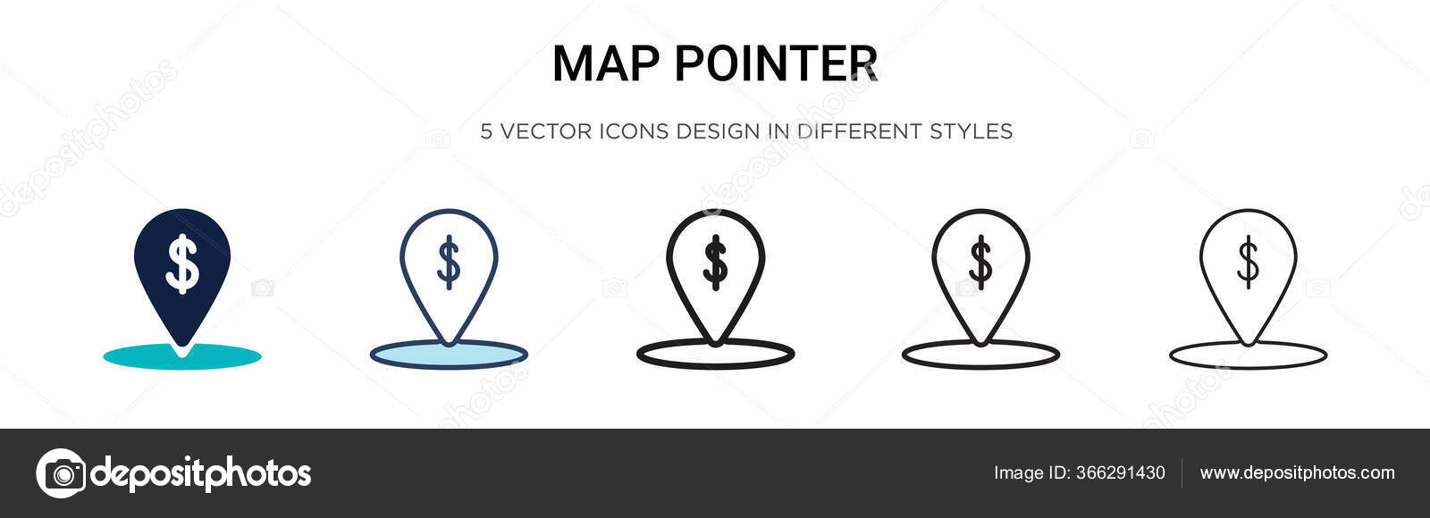 Map Pointer Icon Filled Thin Line Outline Stroke Style Vector Stock ...