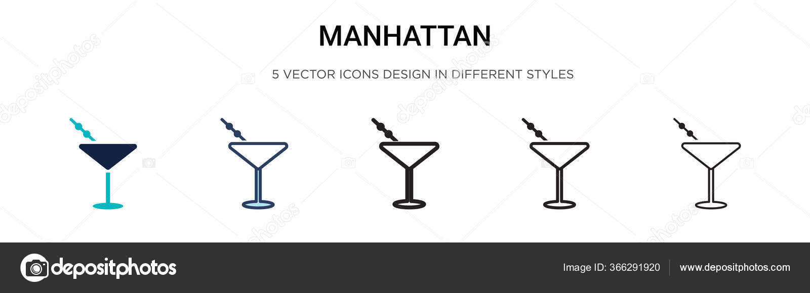 Manhattan Icon Filled Thin Line Outline Stroke Style Vector ...