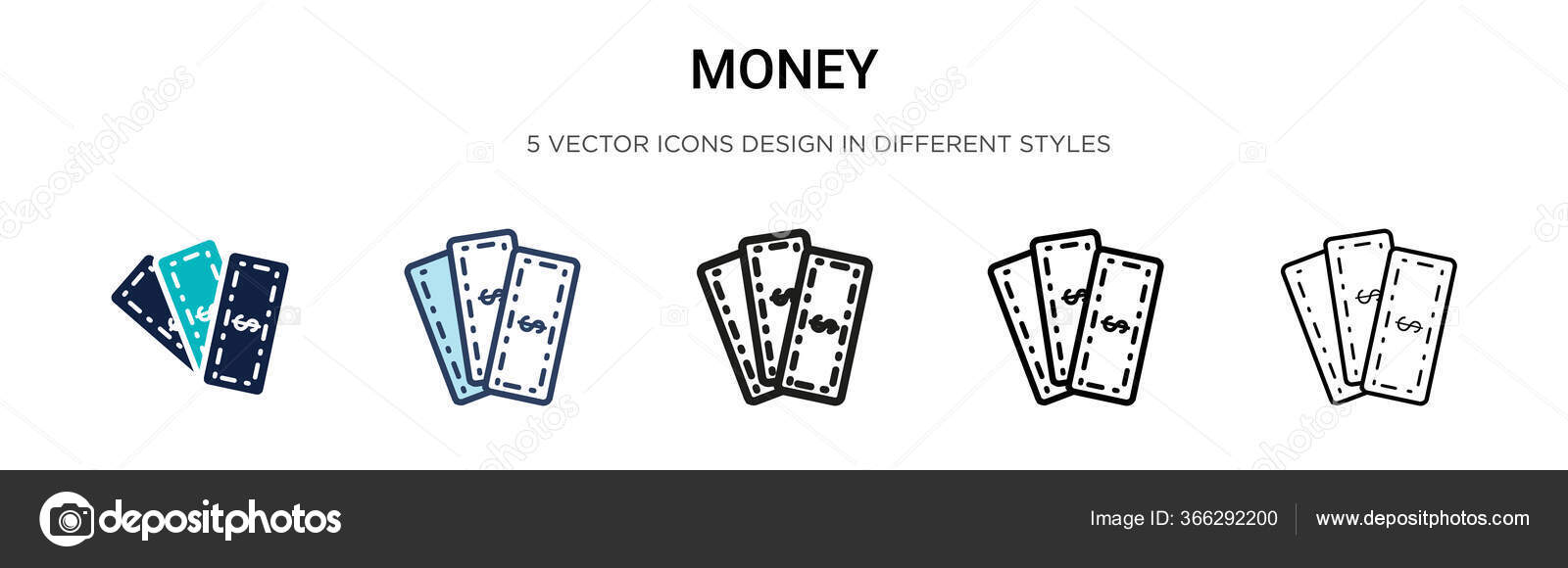 Money Icon Filled Thin Line Outline Stroke Style Vector Illustration ...
