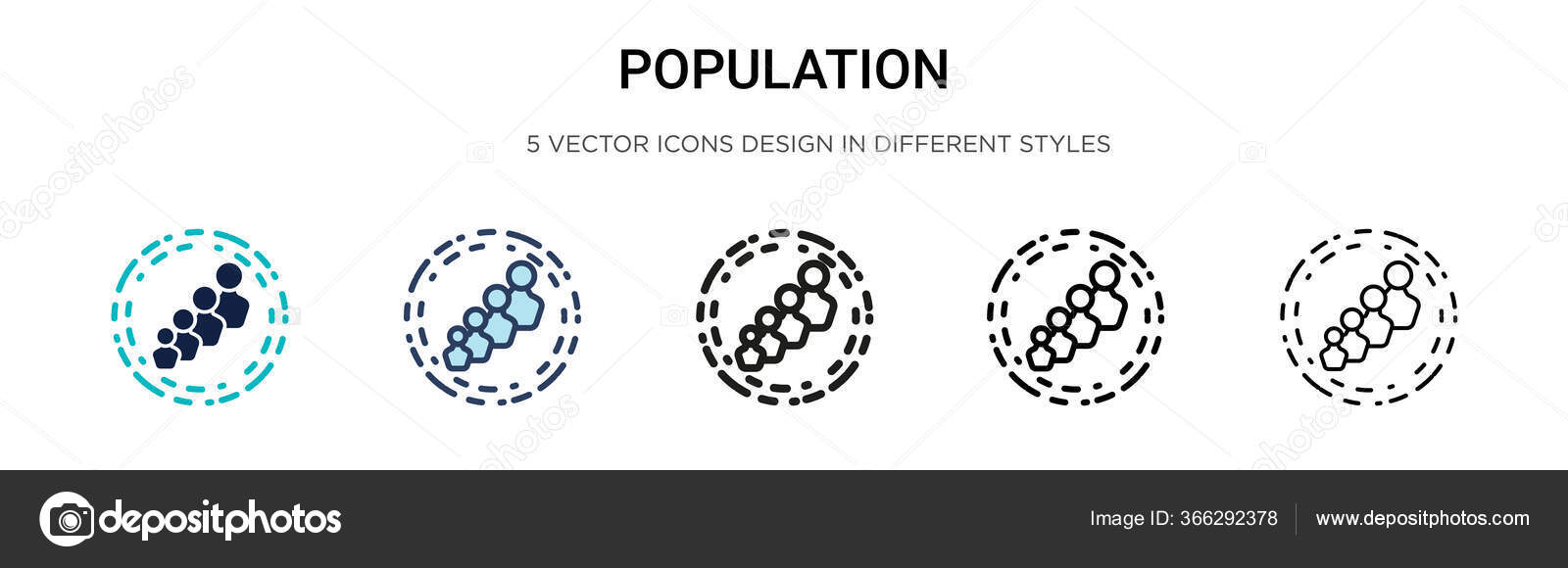 Population Icon Filled Thin Line Outline Stroke Style Vector ...