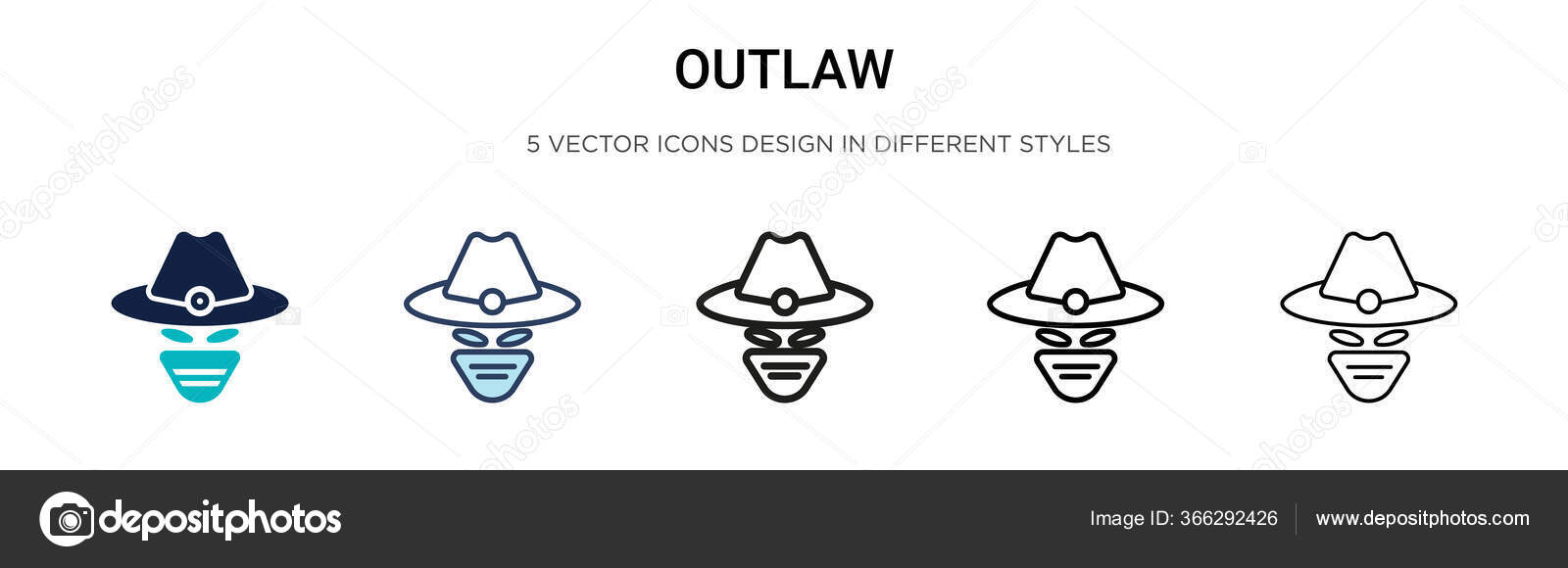 Outlaw Icon Filled Thin Line Outline Stroke Style Vector Illustration ...