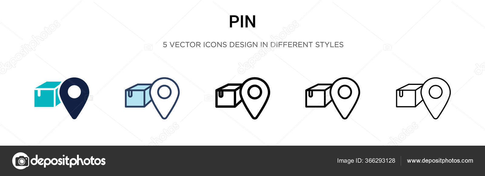 Pin Icon Filled Thin Line Outline Stroke Style Vector Illustration ...