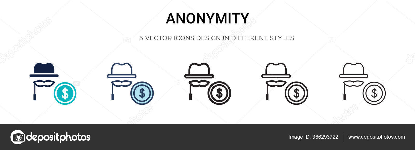 Anonymity Icon Filled Thin Line Outline Stroke Style Vector ...