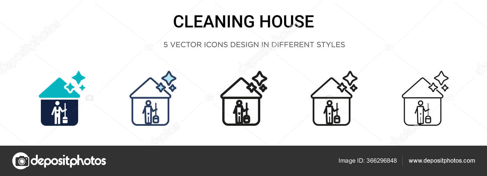 Cleaning House Icon Filled Thin Line Outline Stroke Style Vector Stock ...