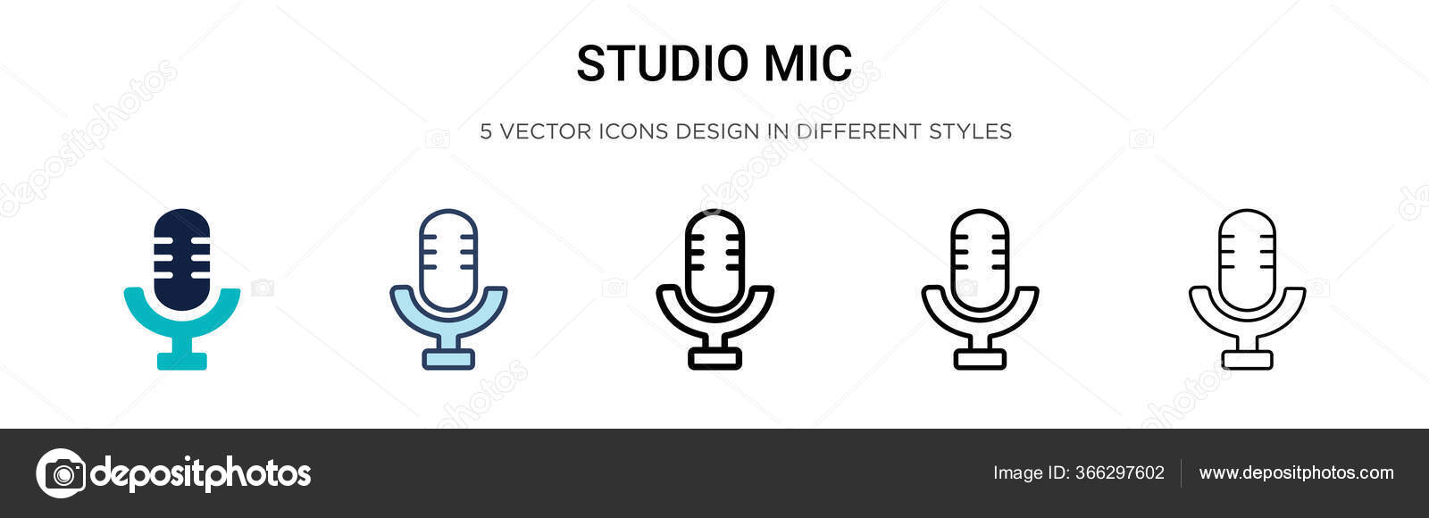 Studio Mic Icon Filled Thin Line Outline Stroke Style Vector Stock ...