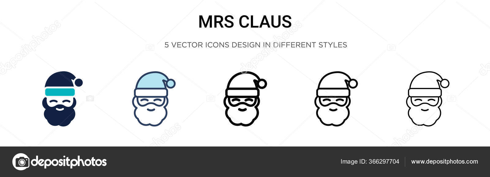 Mrs Claus Icon Filled Thin Line Outline Stroke Style Vector Stock ...