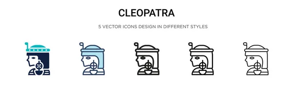 Icono de Cleopatra en línea llena, delgada, contorno y estilo de trazo. Ilustración vectorial de ...