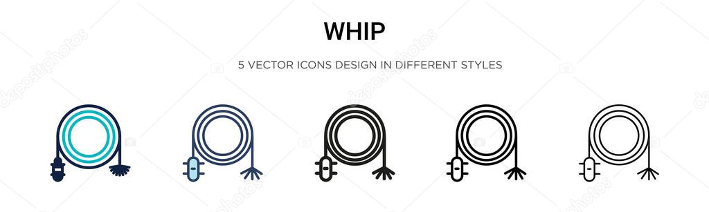 Icono de látigo en línea llena, delgada, contorno y estilo de trazo ...