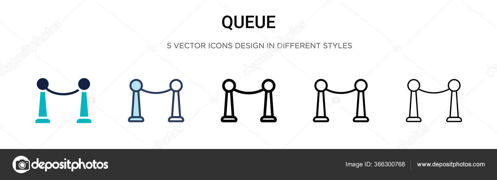 Queue Icon Filled Thin Line Outline Stroke Style Vector Illustration ...