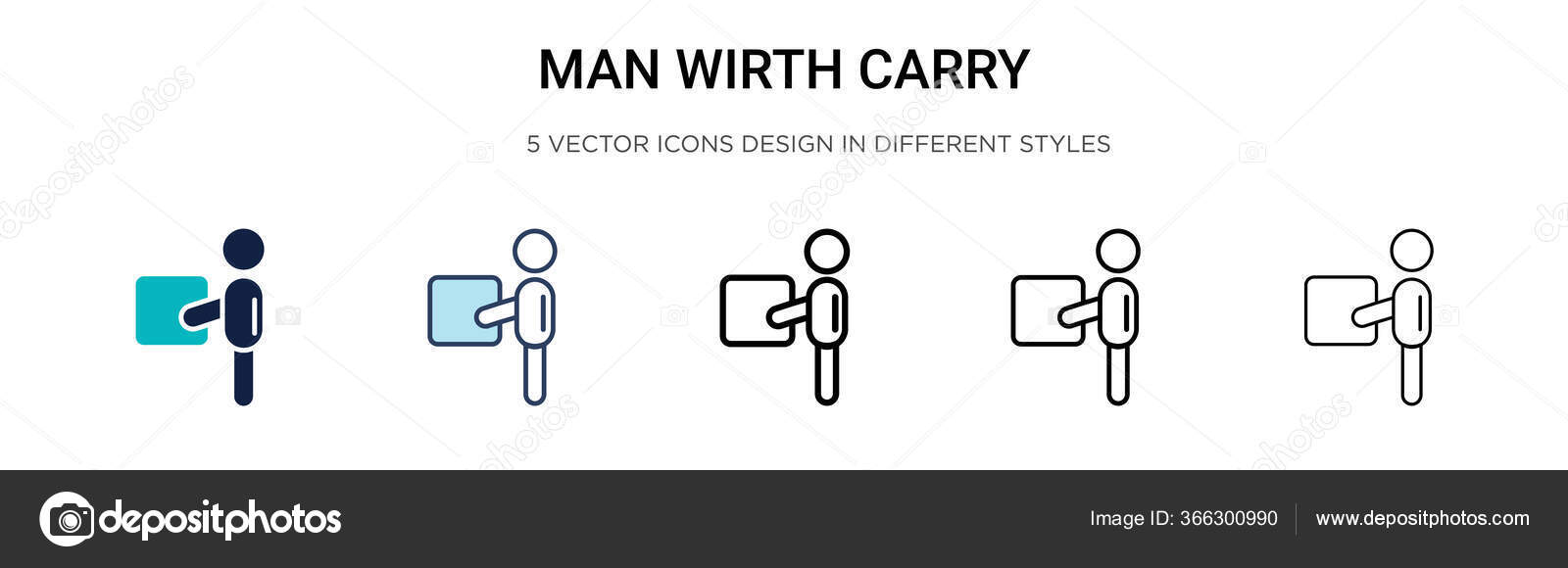 Man Wirth Carry Icon Filled Thin Line Outline Stroke Style Stock Vector ...