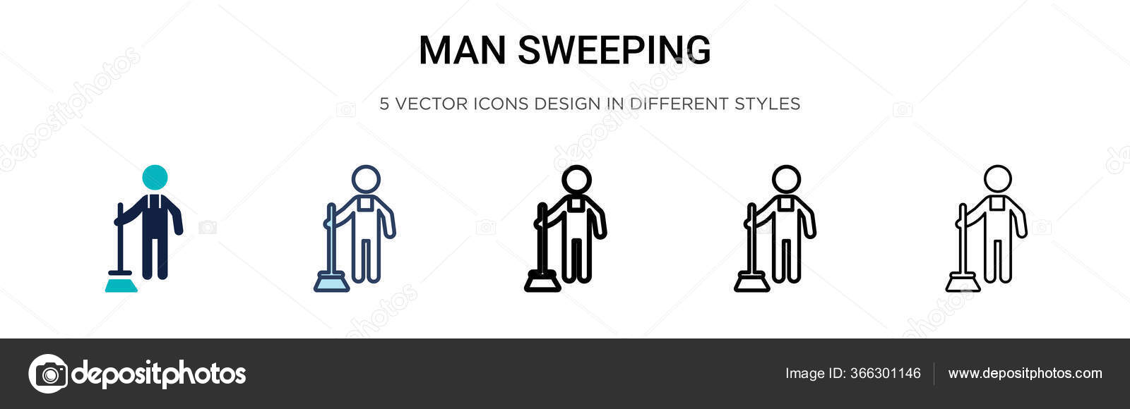 Man Sweeping Icon Filled Thin Line Outline Stroke Style Vector Stock ...