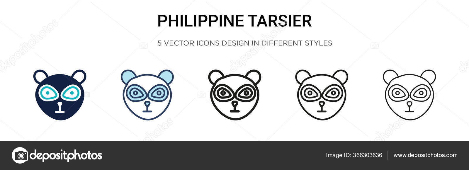 Philippine Tarsier Icon Filled Thin Line Outline Stroke Style Vector ...