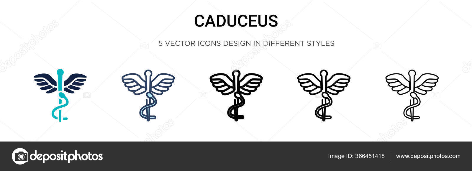 Caduceus Icon Filled Thin Line Outline Stroke Style Vector Illustration ...