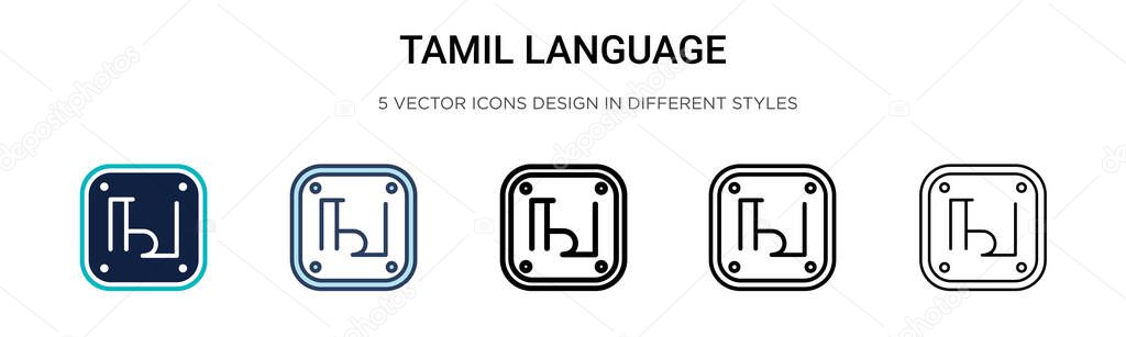 Icono de idioma tamil en línea llena, delgada, contorno y estilo de ...