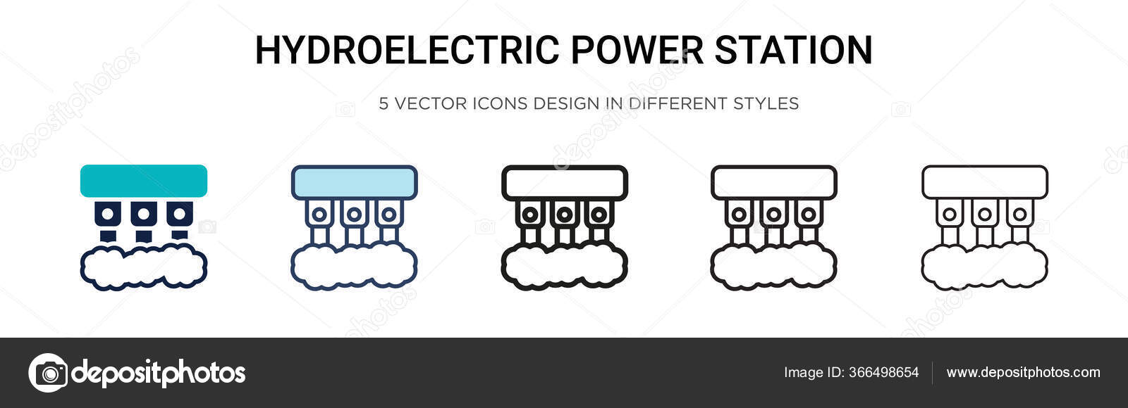 Hydroelectric Power Station Icon Filled Thin Line Outline Stroke Style ...