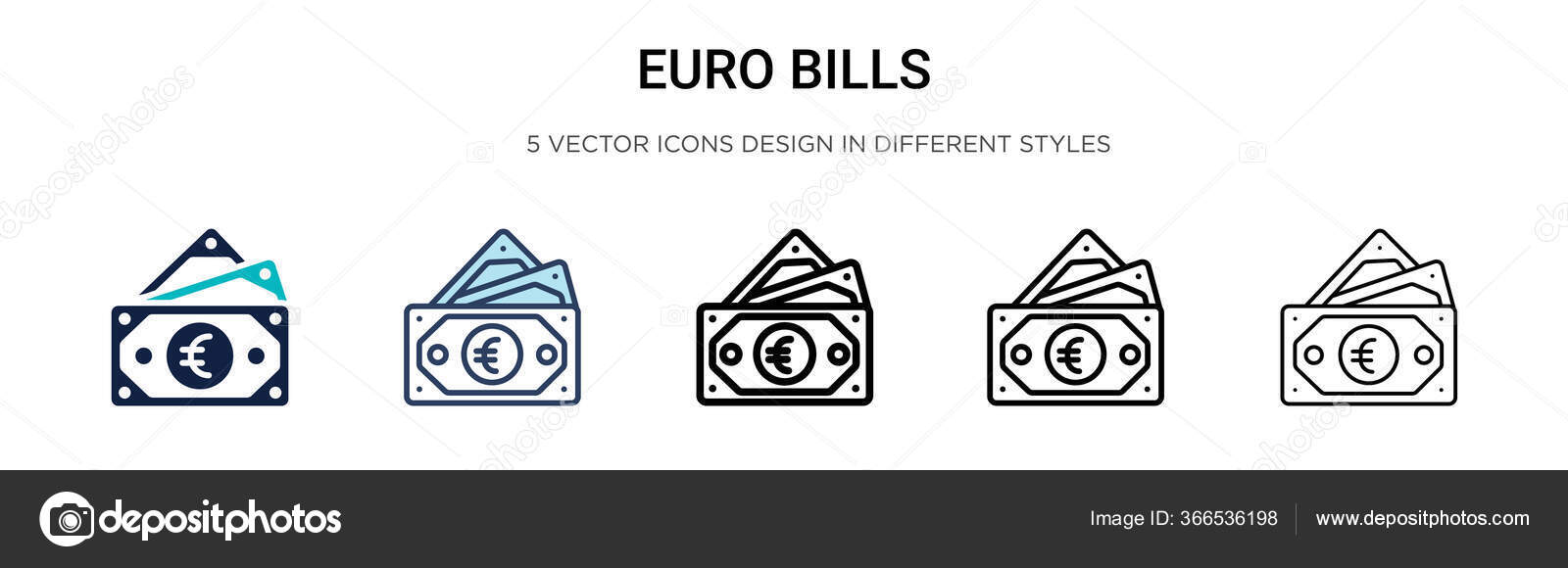 Euro Bills Icon Filled Thin Line Outline Stroke Style Vector Stock ...