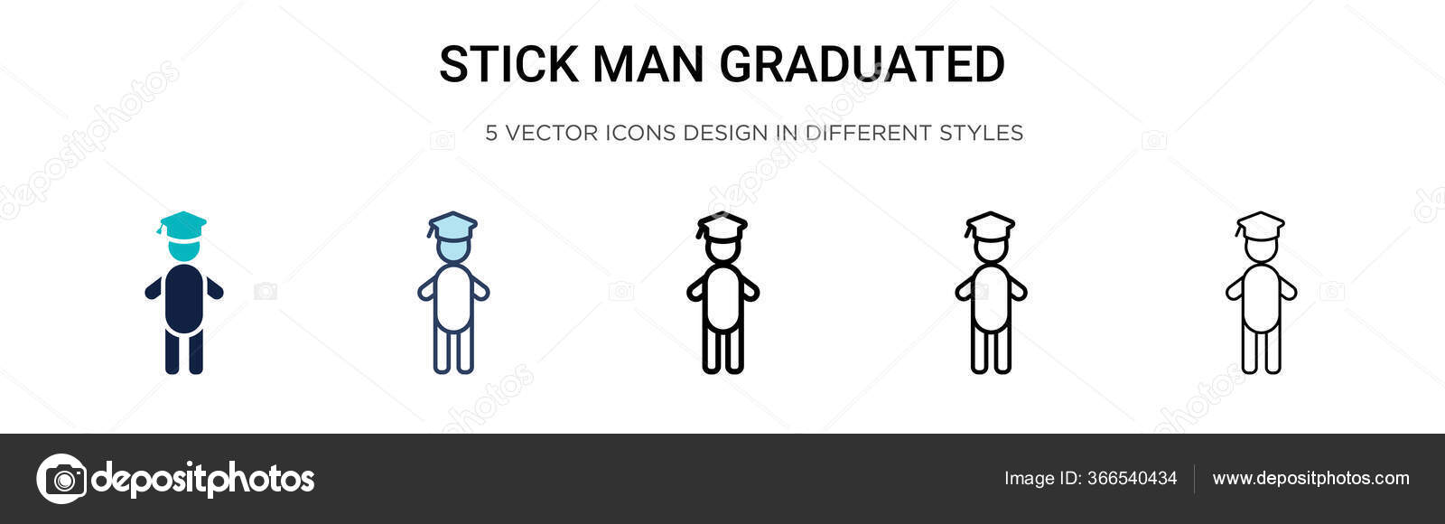 Stick Man Graduated Icon Filled Thin Line Outline Stroke Style Stock ...