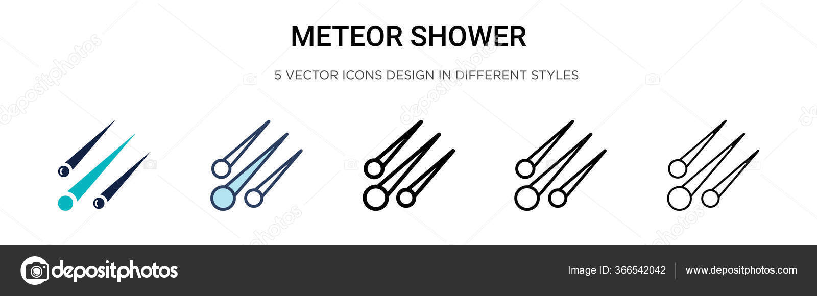 Meteor Shower Icon Filled Thin Line Outline Stroke Style Vector Stock ...
