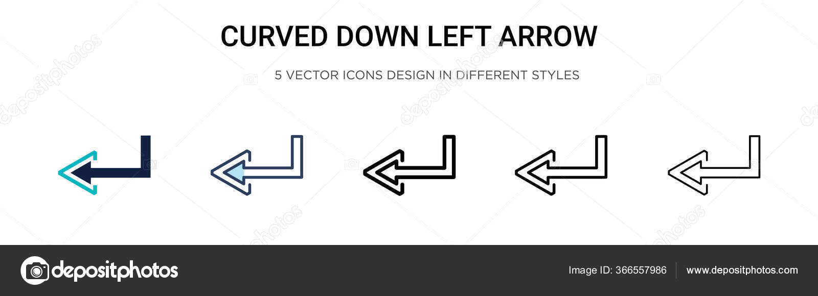 Curved Left Arrow Icon Filled Thin Line Outline Stroke Style Stock ...