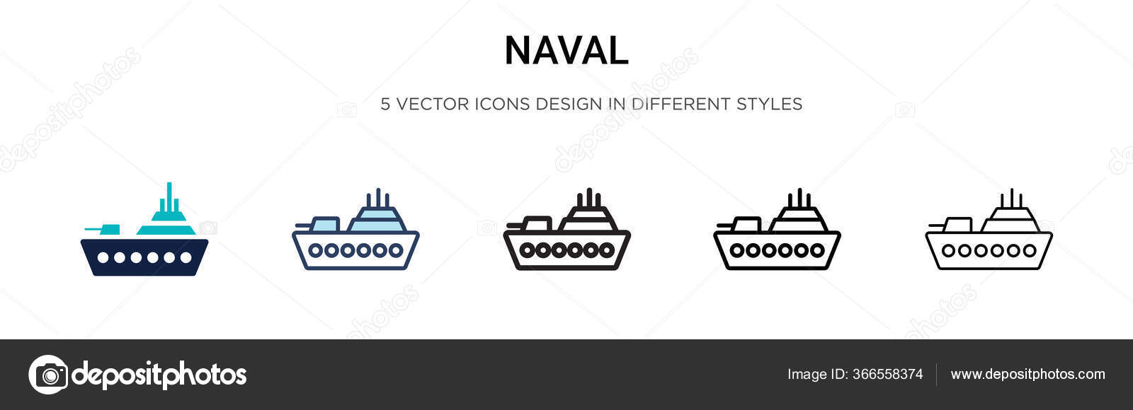Naval Icon Filled Thin Line Outline Stroke Style Vector Illustration ...
