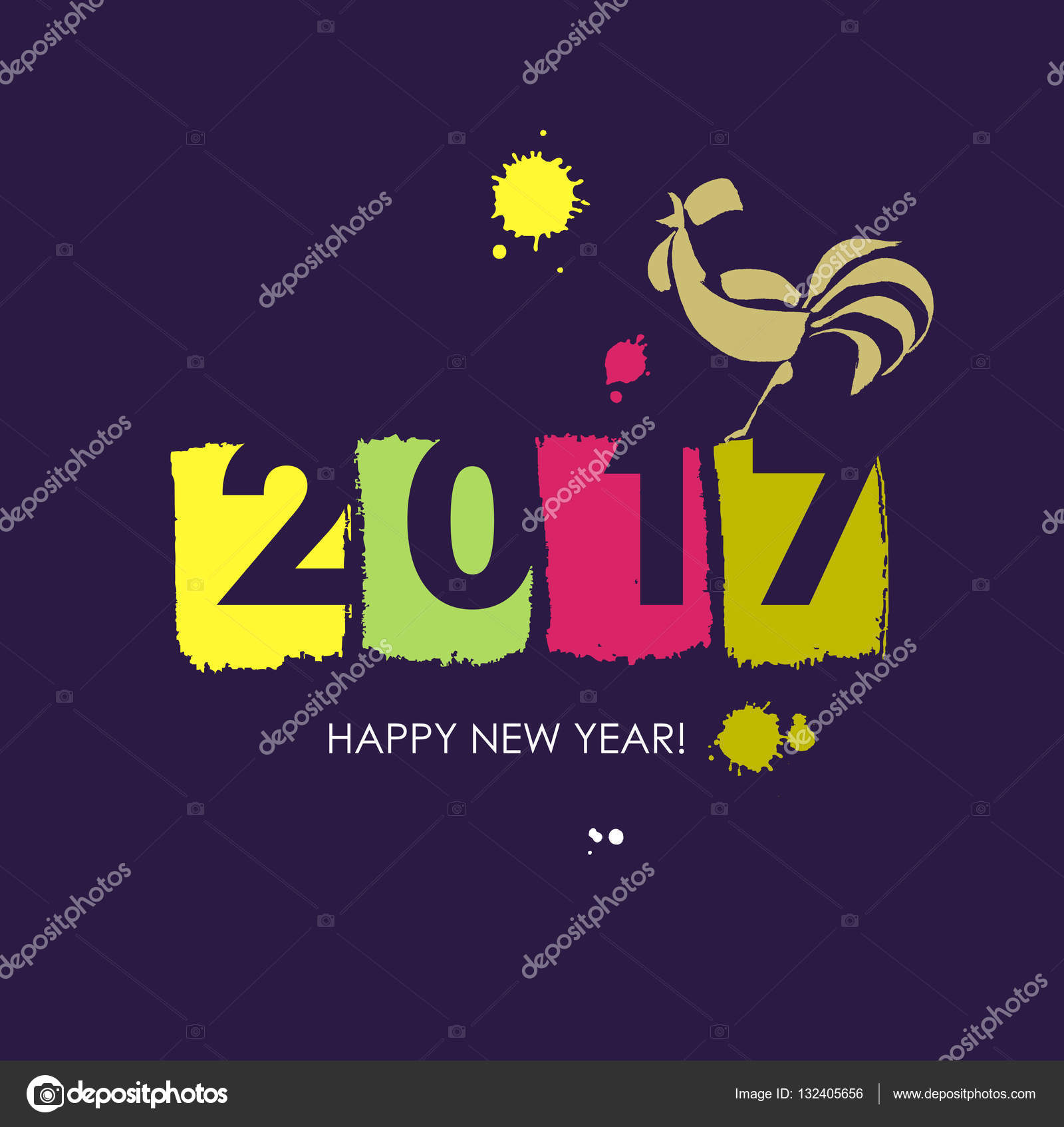 2017 Stylized calligraphic rooster, symbol of new 2017. Vector ...