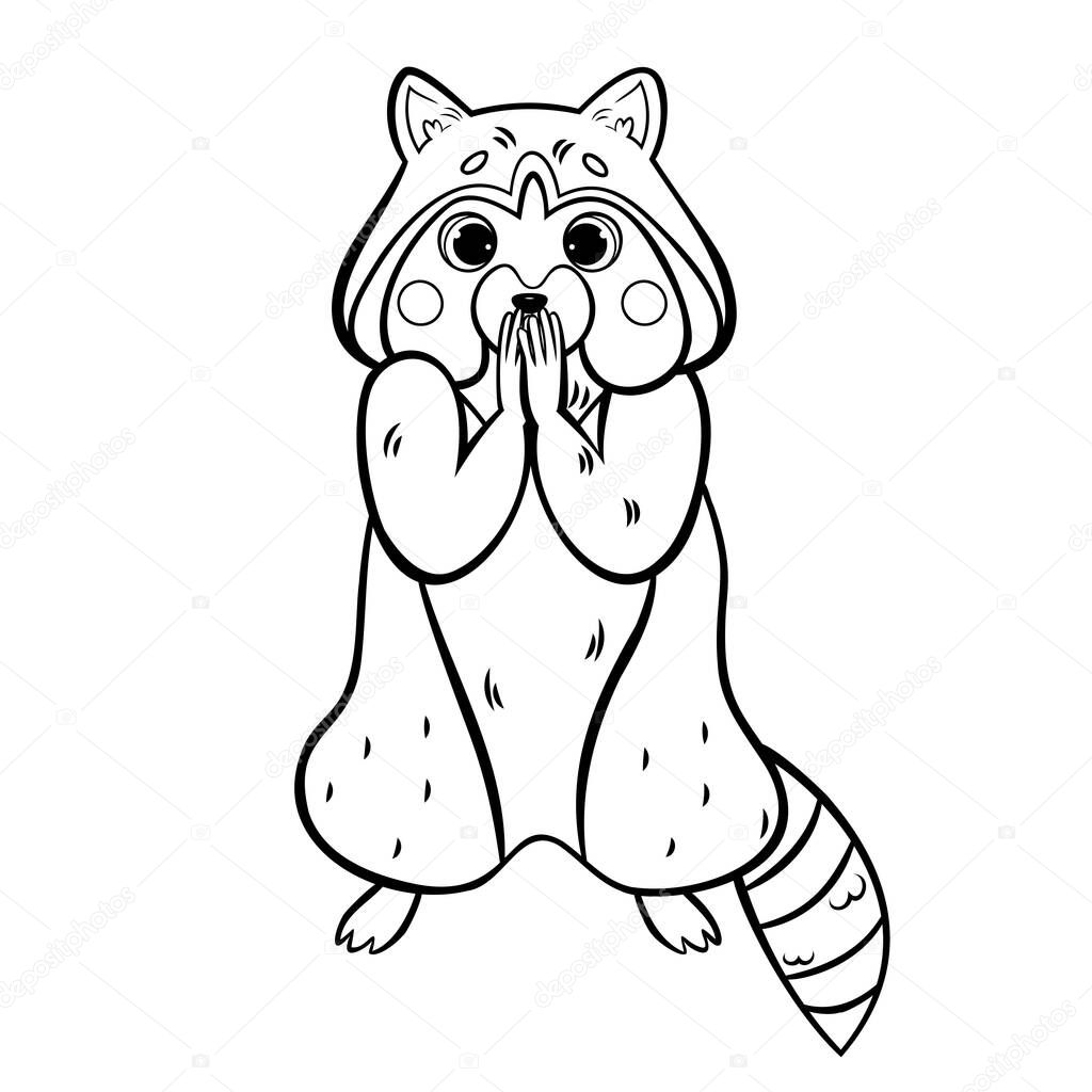 Sevimli Çizgi Filmin Renkli Sayfa Taslağı Rakunu Şok Etti Beyaz ...