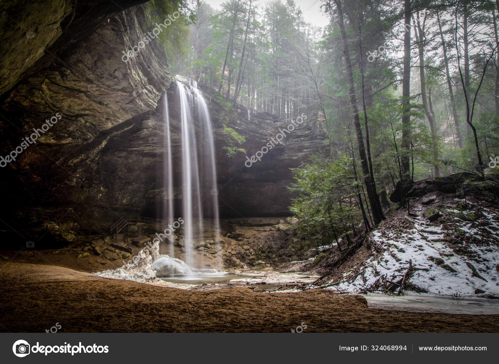 Ohio Nature Landscape Springtime Arrives Hocking Hills State Park Snow ...