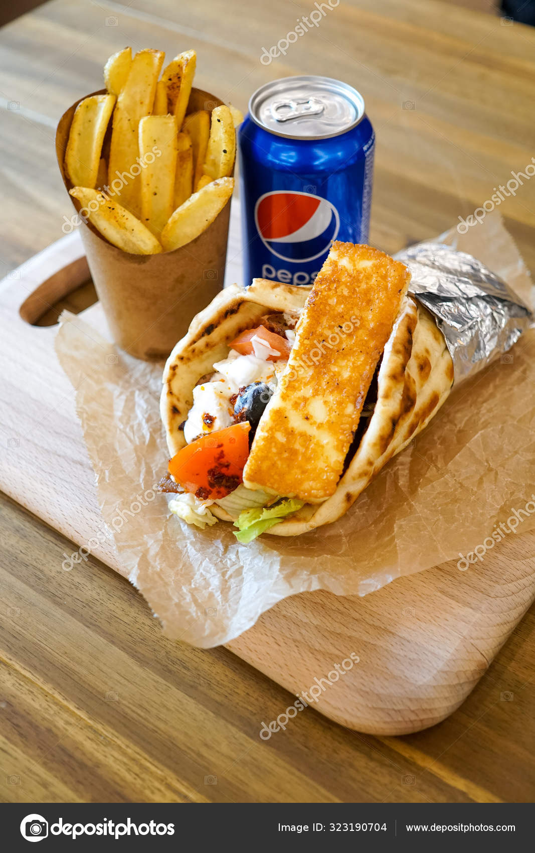 Close View Delicious Greek Dish Gyros Restaurant Table — Stock ...