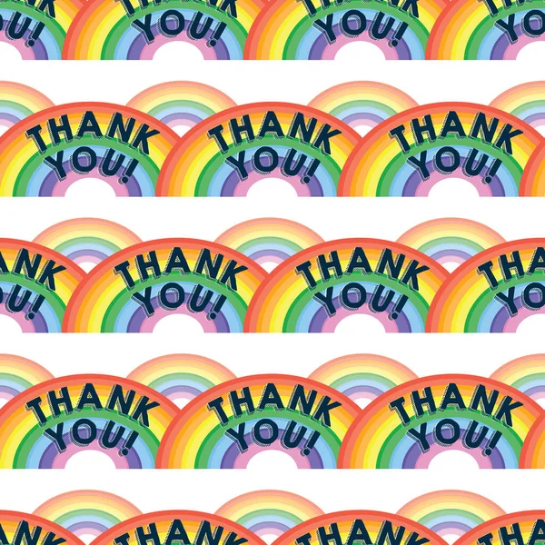 Thank you text and drawn rainbows pattern. Key workers support ...