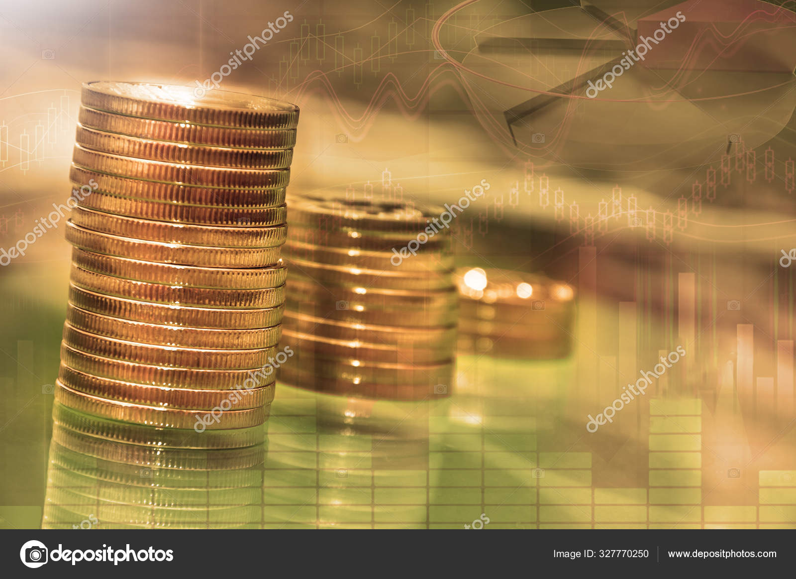 Stack Stack Money Growth Coins Double Exposure Graph Rows Coins Stock ...