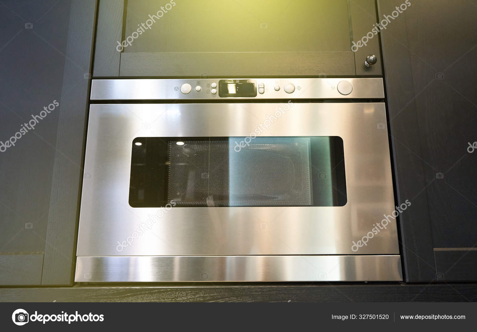 Modern Metal Oven Installed Kitchen — Stock Photo © iceberg_dp #327501520