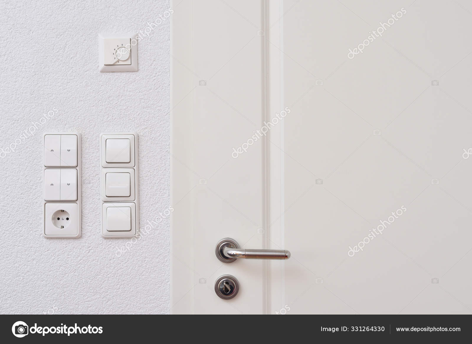 Wall Mounted Light Switches Roller Shutter Control Windows Stock Photo ...