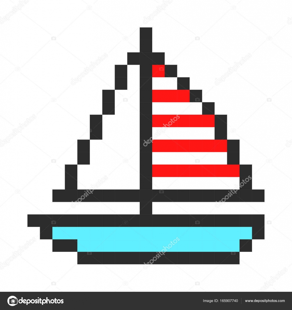 Navio iate barco pixel arte desenho animado retro jogo estilo imagem ...