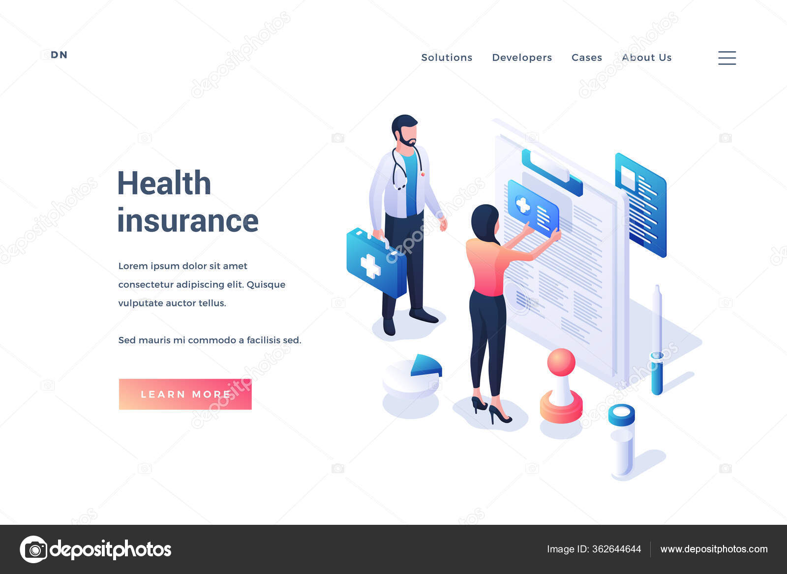 Website of contemporary online service of health insurance Stock Vector ...