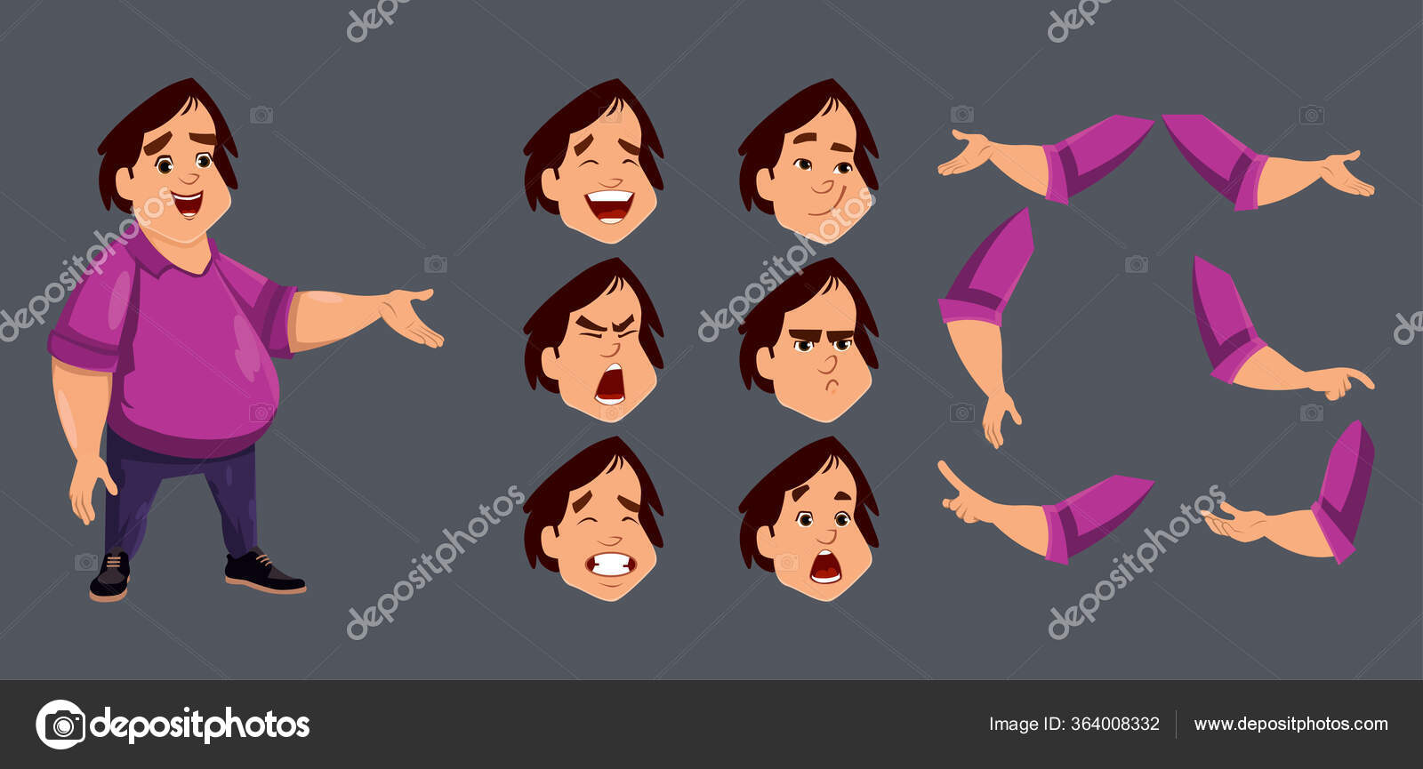 Cute Fat Boy Character Design Set Animation Motion Design Something ...