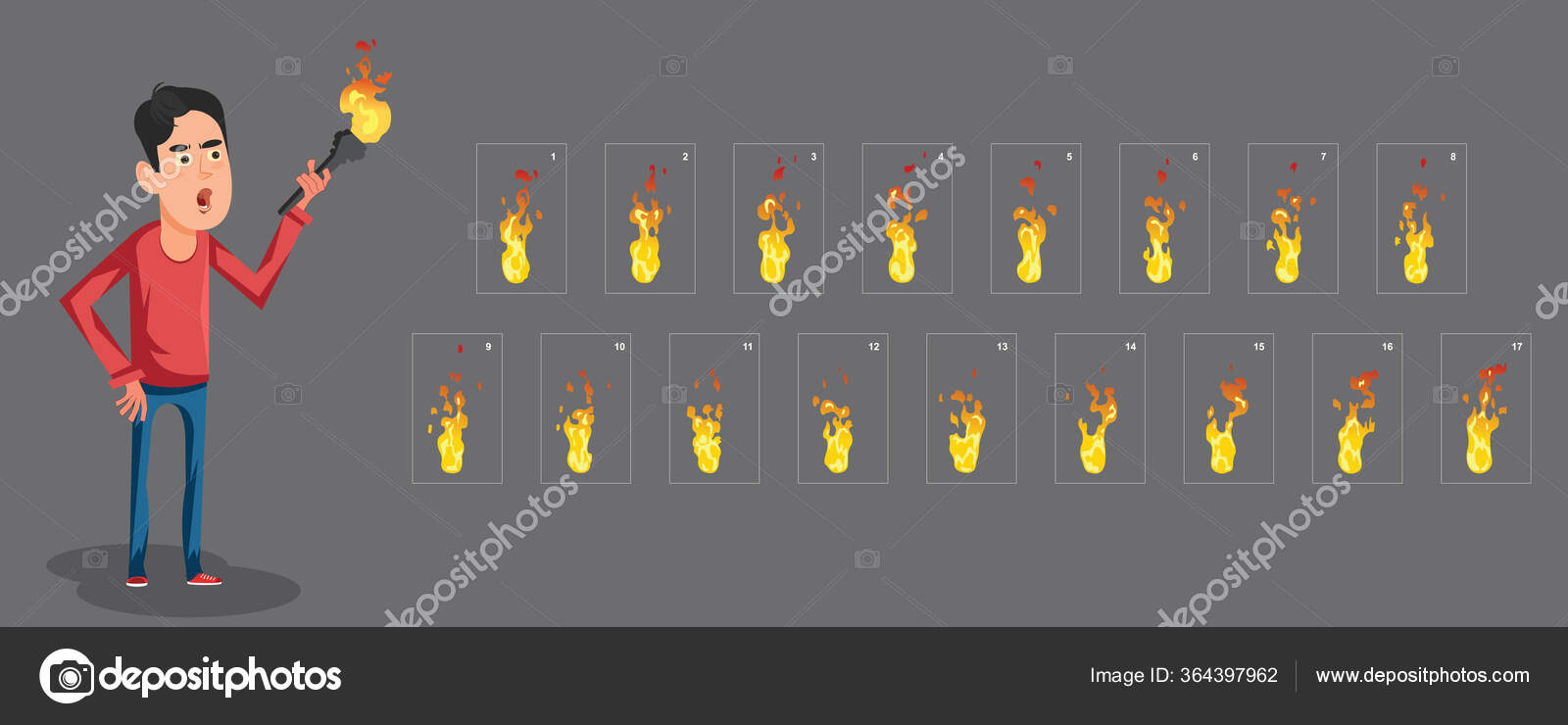 Cartoon Fire Effects Sprite Sheet | 2D Textures & Materials | Unity