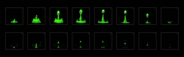 liquid splash with drops animation effect. frame by frame classic ...