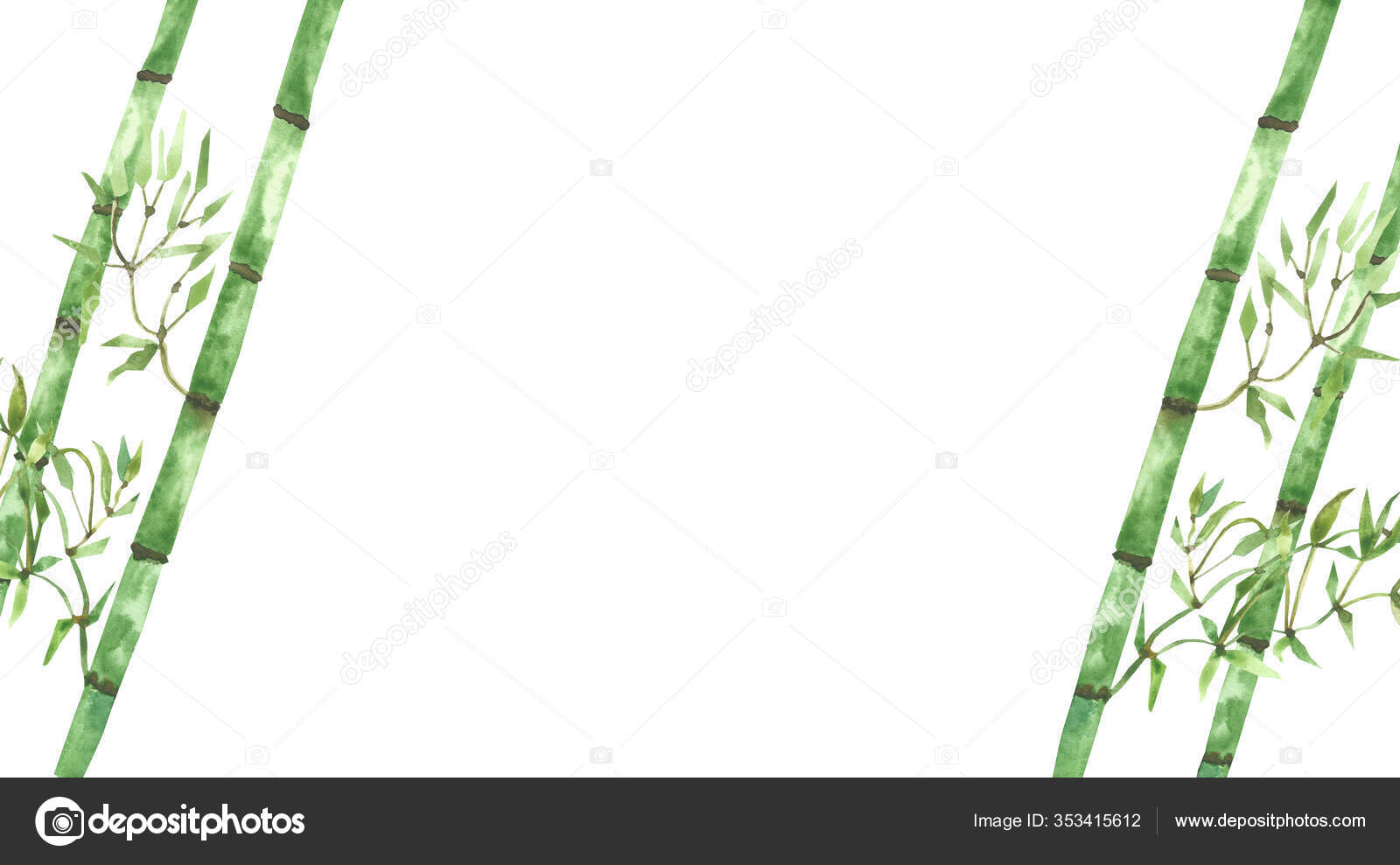 Watercolor Hand Painted Nature Eco Composition Frame Green Tropical ...