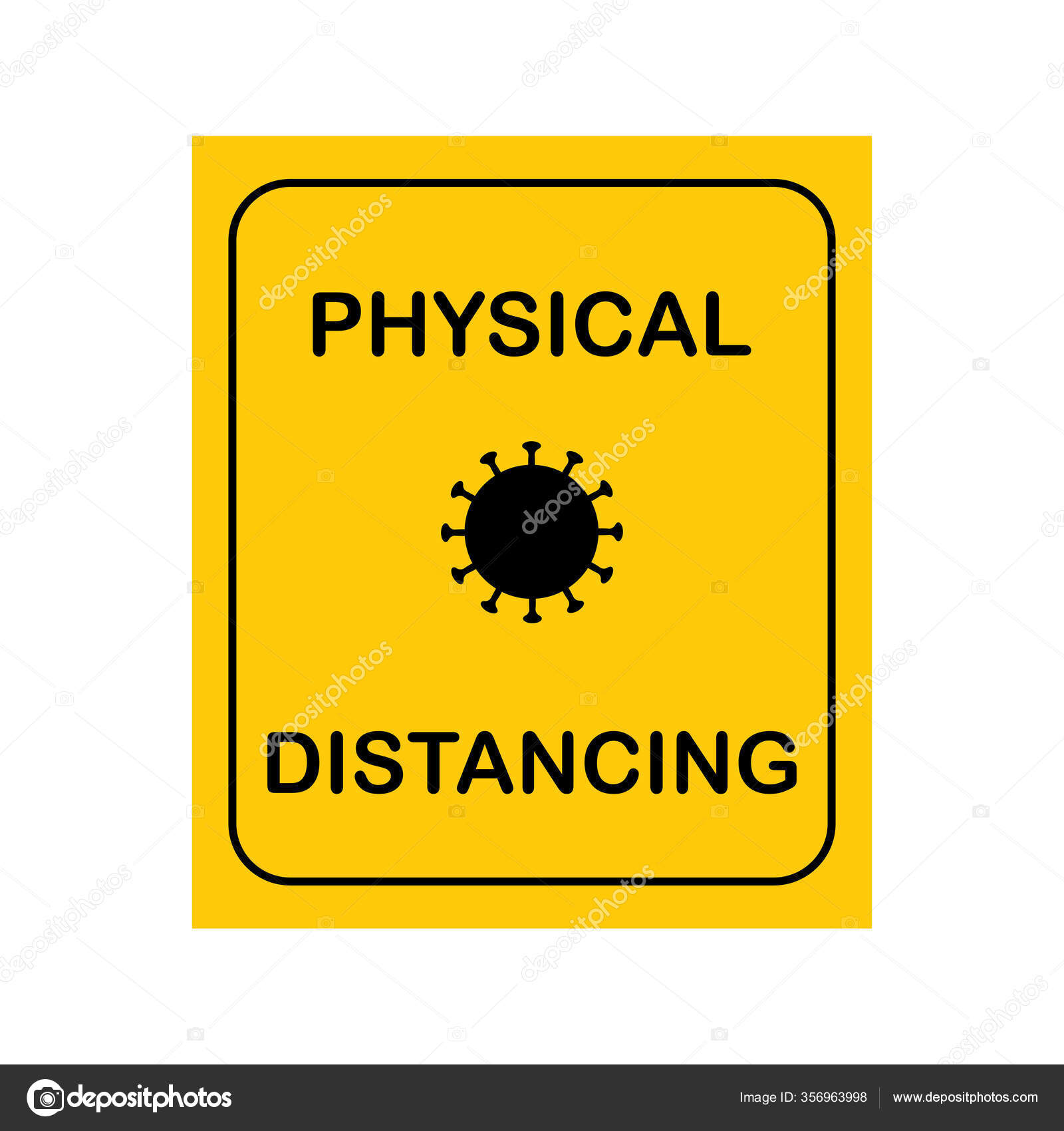Physical Distancing Warning Sign Warning Yellow Sign Coronavirus Covid ...