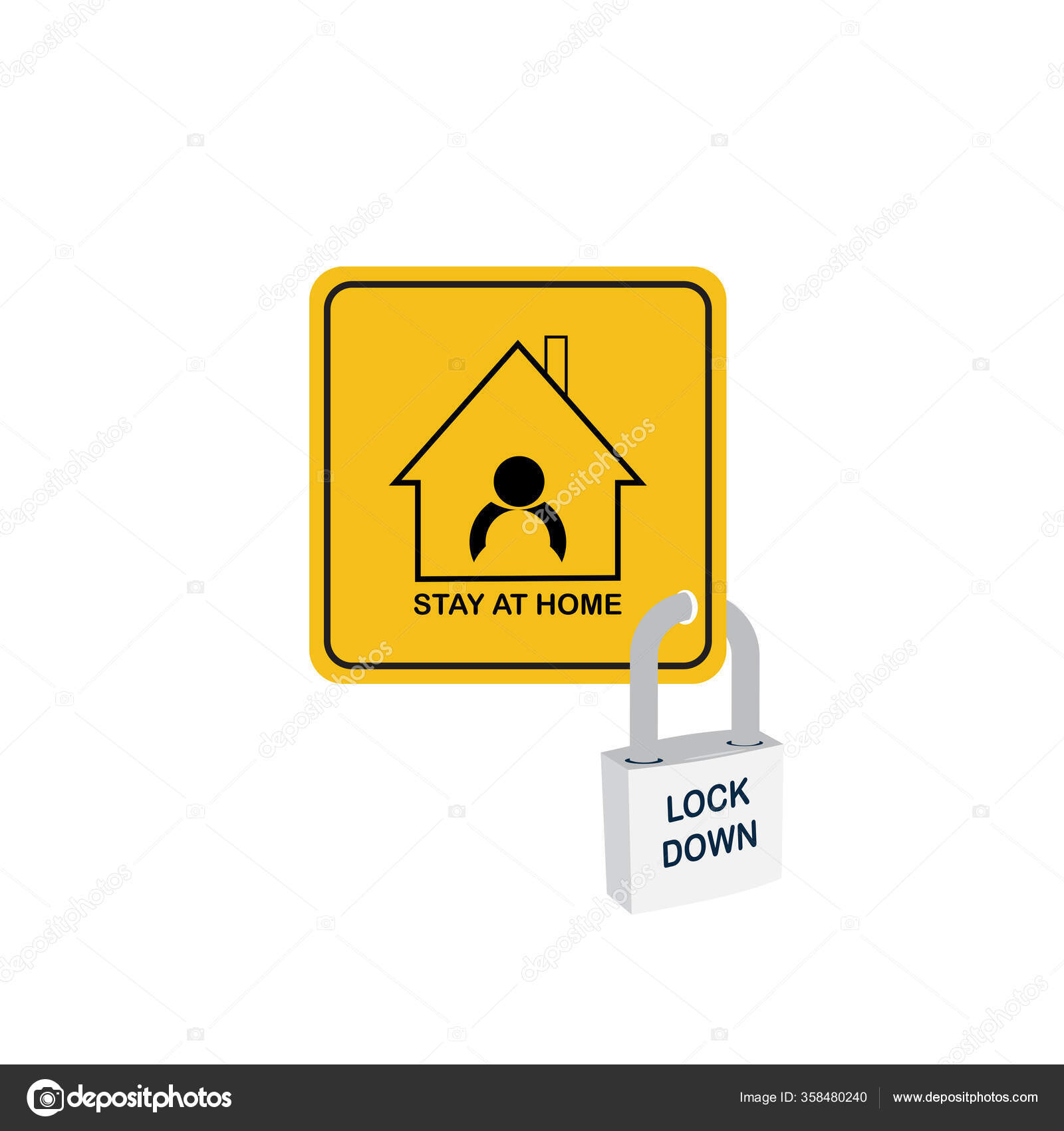 Lock Stay Home Lock Physical Distancing Avoid Spreading Virus Covid ...